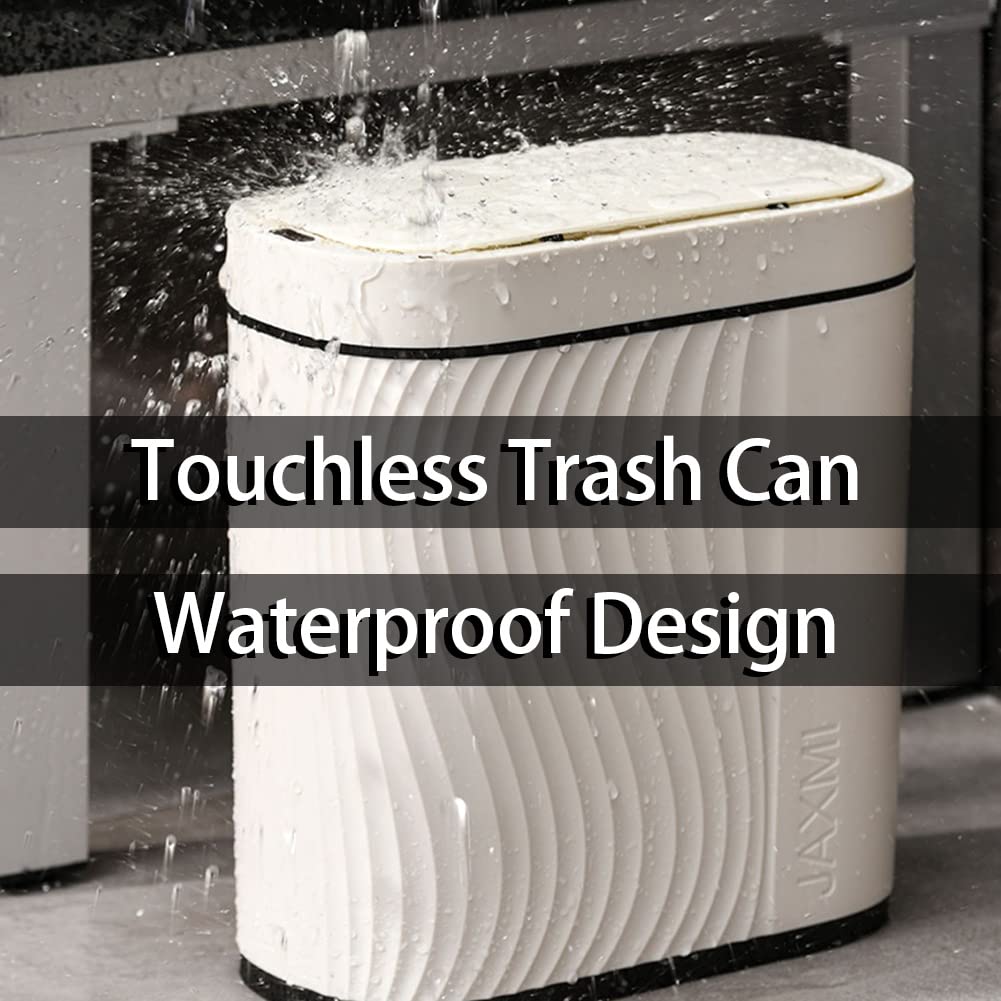 Smart Trash Can with Lid, 1.8 Gallon Slim Touchless Garbage Can, Plastic Automatic Trash Bin Waterproof Motion Sensor Wastebasket for Living Room, Bedroom, Office (No Battery)