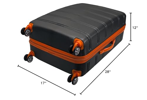 Rockland Melbourne Hardside Expandable Spinner Wheel Luggage, CHARCOAL, Checked Large 28"