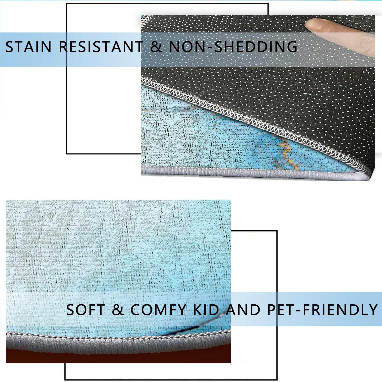 Round Chair Mat for Carpeted Floor Marble Thick Floor Mats for Low Blue Anti Slip ECO Friendly Floor Mat for Office/Home 4 FT