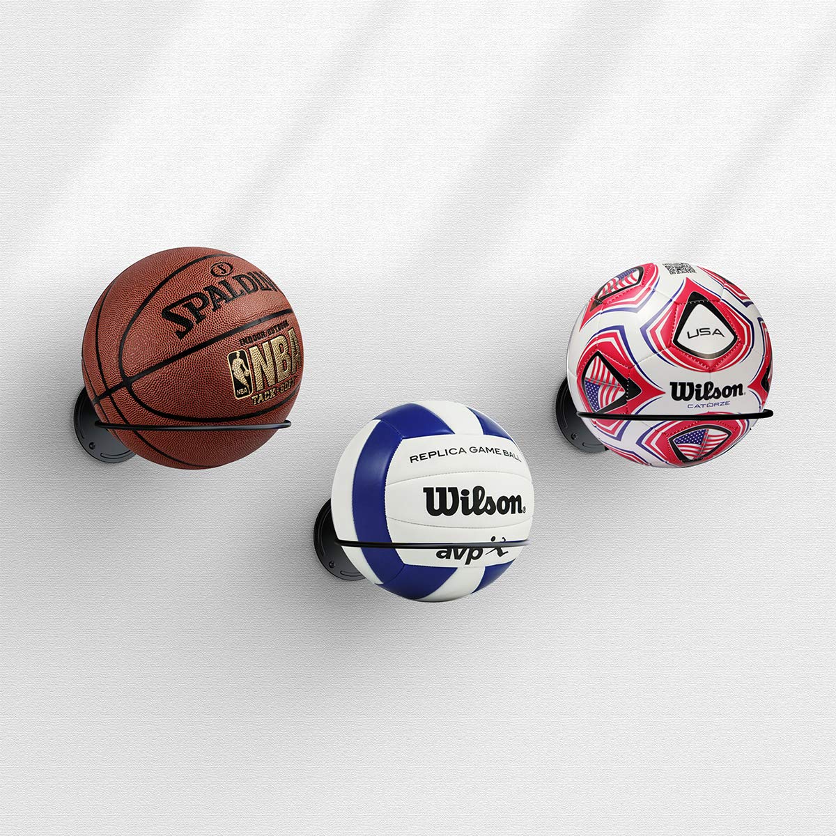Suchek Steel Ball Holder Wall Mount, Display Rack Storage for Soccer, Basketball, Volleyball (2 Pieces)