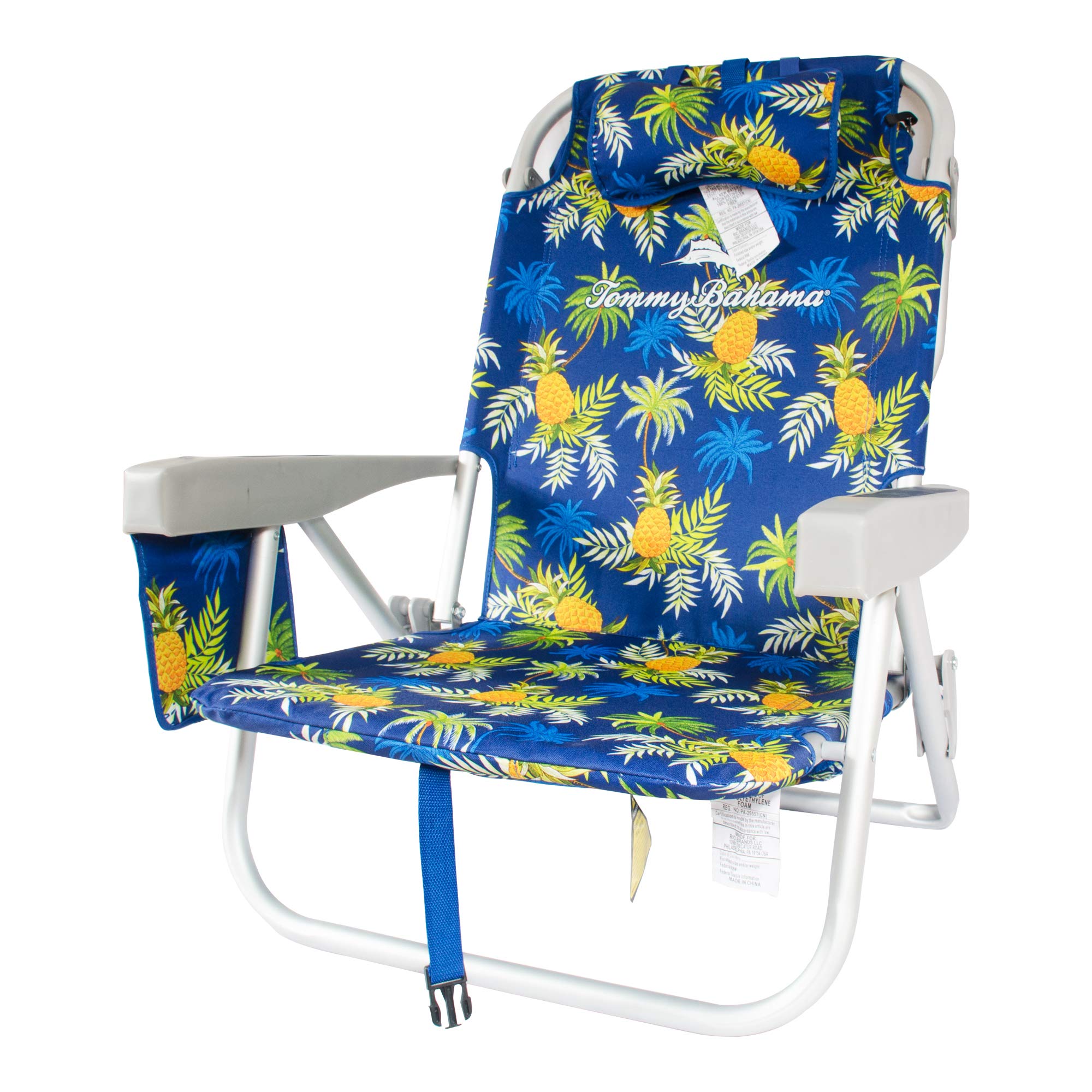 Tommy Bahama Backpack Cooler Beach Chairs - Blue Pineapple