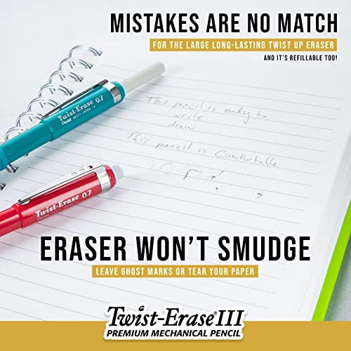 Pentel® Twist-Erase® III Mechanical Pencils, 0.7mm, Assorted Barrel Colors, Pack Of 2 Pencils