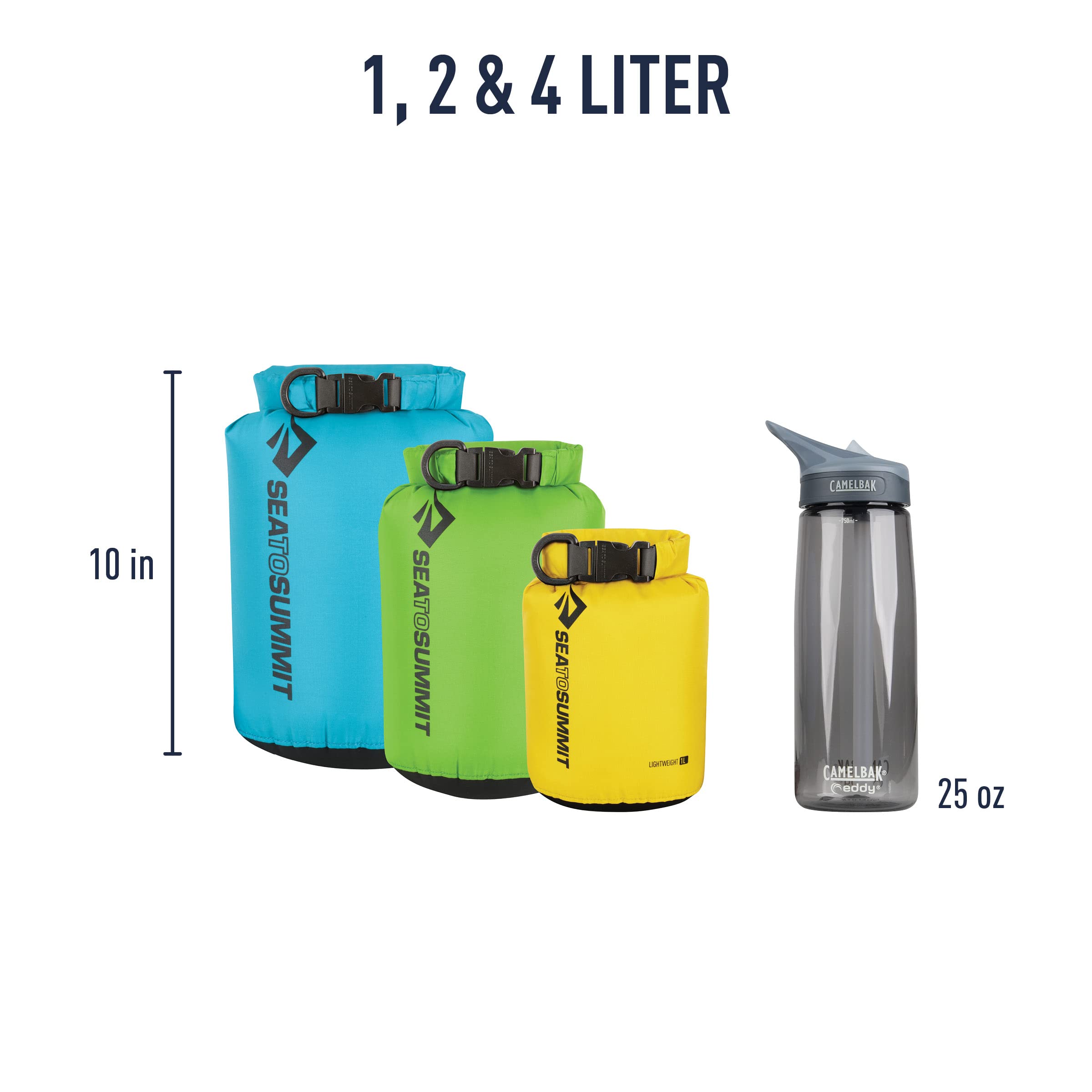 Sea to Summit Lightweight Dry Sack 3-Piece Dry Bag Set, 1L, 2L, and 4L