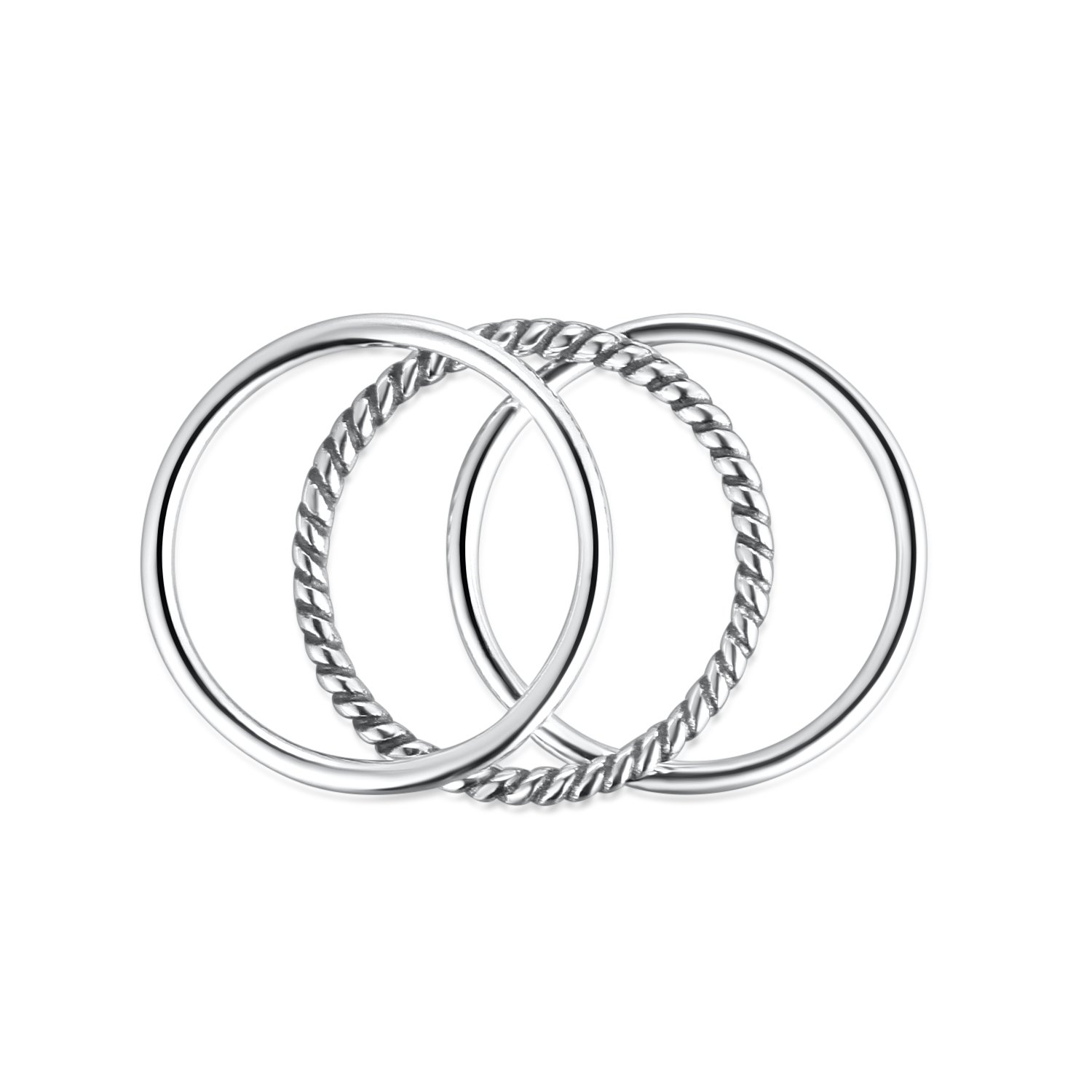 SILBERTALE 925 Sterling Silver Stacking Minimalist Midi Above Knuckle Pinky Finger Rings Bands 3pcs Set Size 2.5