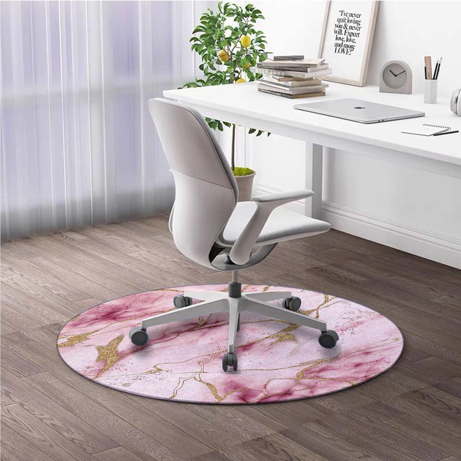 Round Office Chair Mat for Hardwood Floor Marble Premium Floor Protector Mat Abstract Luxury Art Office Chair Mat for Hardwood/Tile Floor 2 FT
