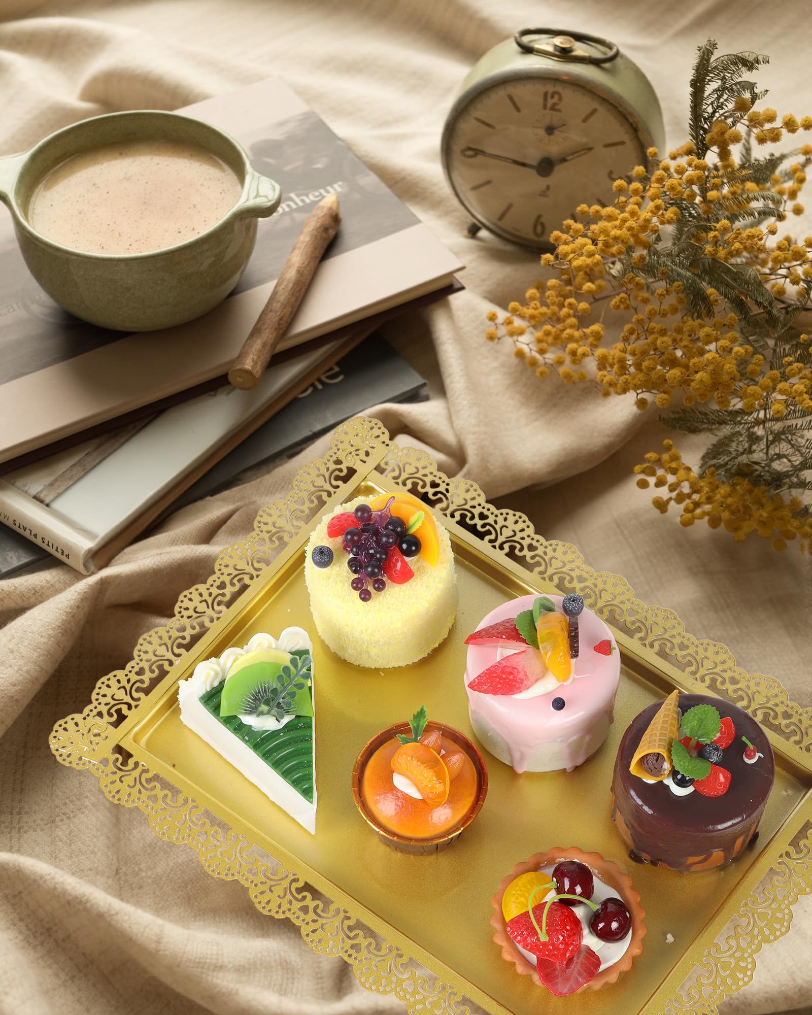 ZUMELER 9Pcs Metal Cake Stands Round Cake Stands Candy Fruite Display Plate Cupcake Serving Tower for Wedding Brithday Party Celebration Home Decoration,gold