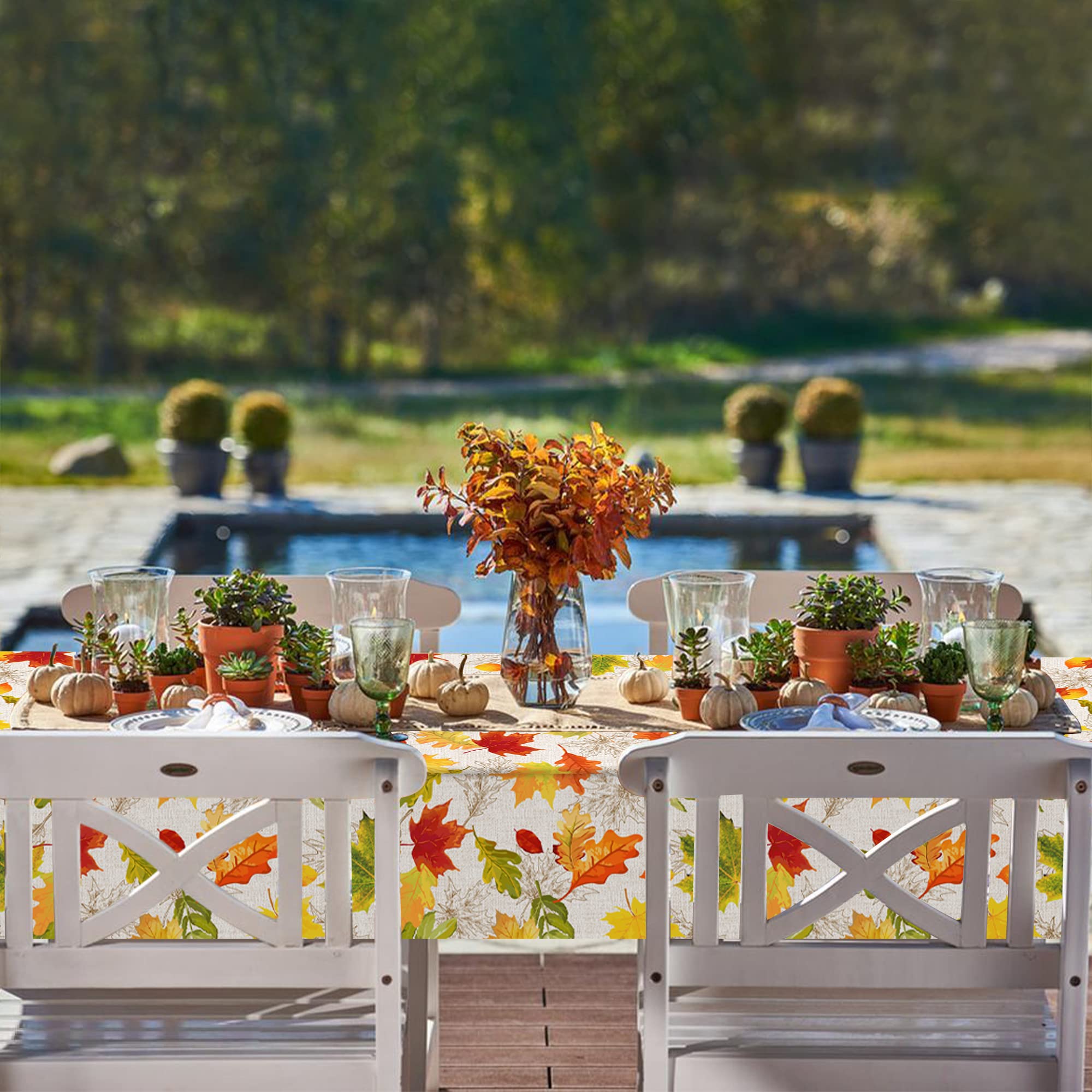 peony man 4 PCS Fall Leaves Tablecloths Plastic Maple Table Covers Disposable Rectangle Autumn Party for Thanksgiving Kitchen Dining, 54 x 108 Inch