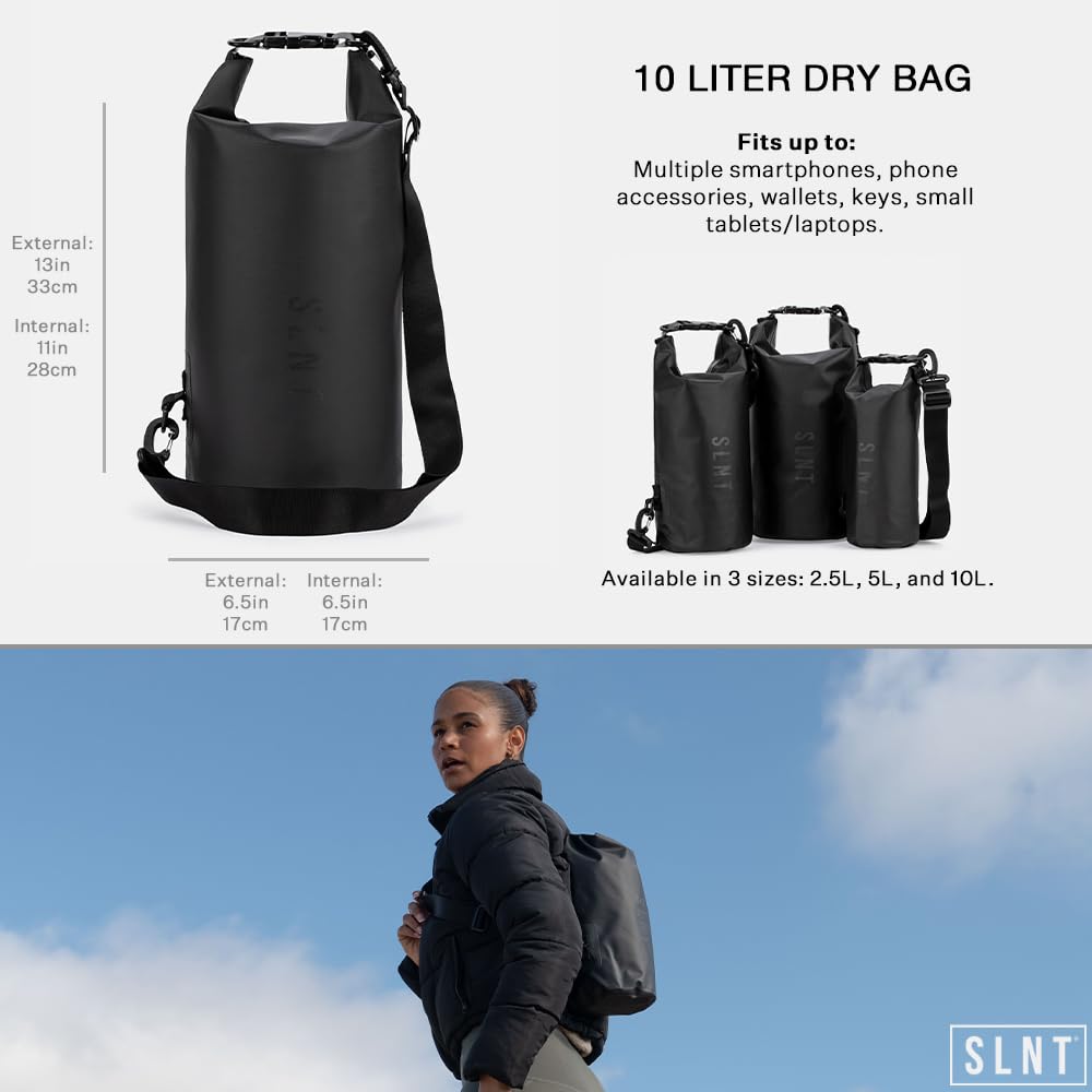Silent Pocket SLNT Waterproof Faraday Dry Bag Military-Grade Nylon 10 Liter Faraday Bag - RFID Signal Blocking Dry Bag/Waterproof Backpack Protects Electronics from Water, Spying, Hacking