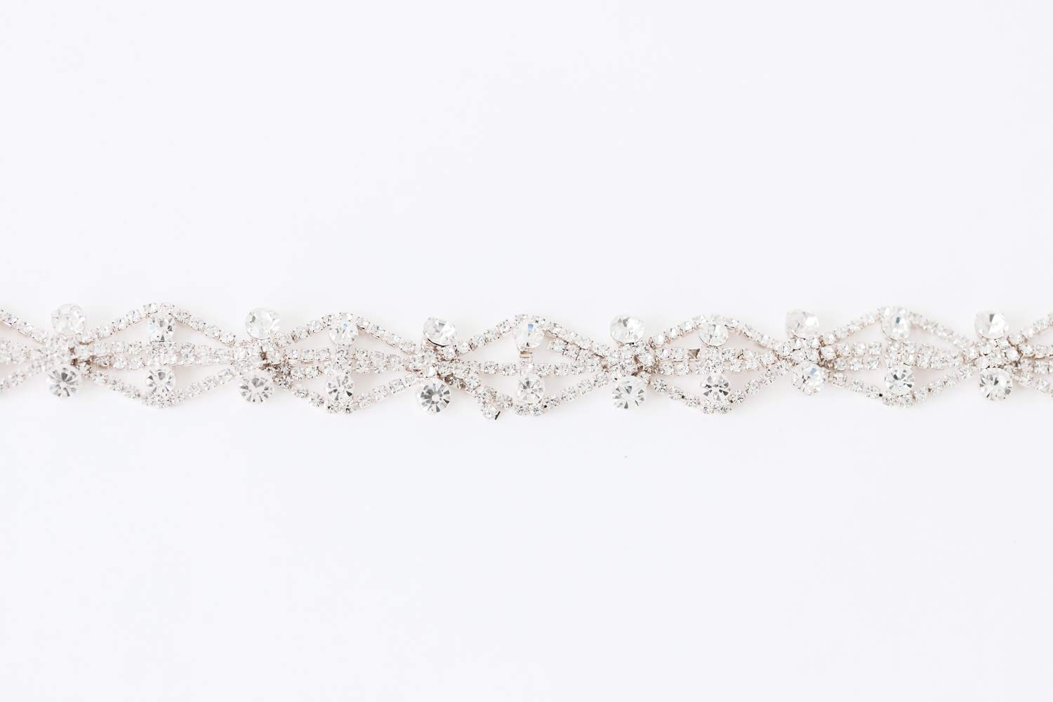 SWEETV Crystal Bridal Belt Rhinestone Wedding Dress Belt Sash Headband for Bride Bridesmaid, Silver