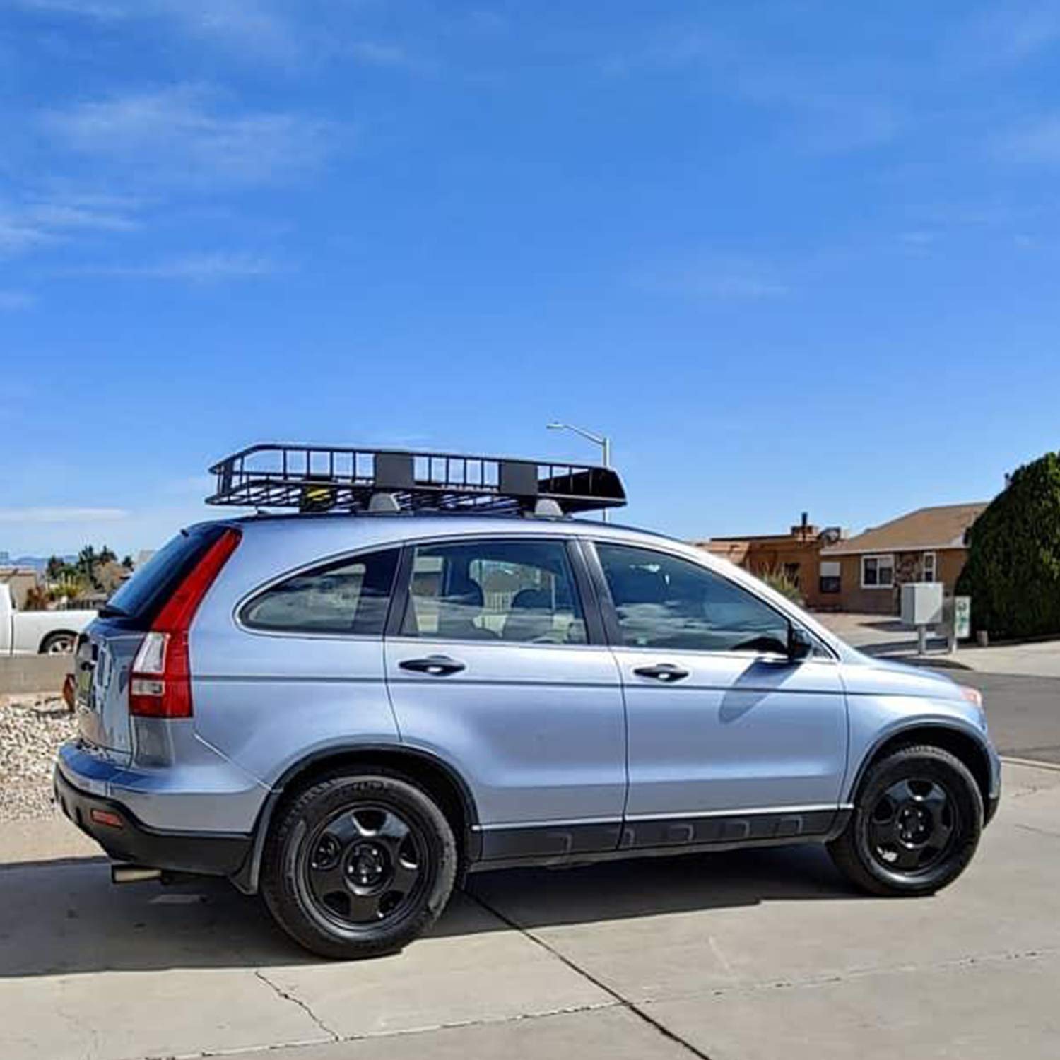Roof Rack Cargo Basket, Universal Car Top Carrier Rack Adjustable Length 43/64 inches Anti-Rust Luggage Holder Carrier Basket 150lb with Removable Extension Kit Wind Fairing