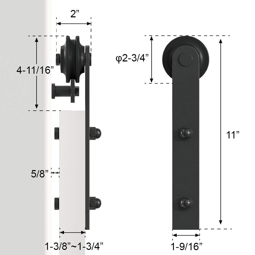 WINSOON 7.5FT Single Sliding Barn Door Hardware Kit with Sliding Barn Door Floor Guide Wall Mounted Hardware