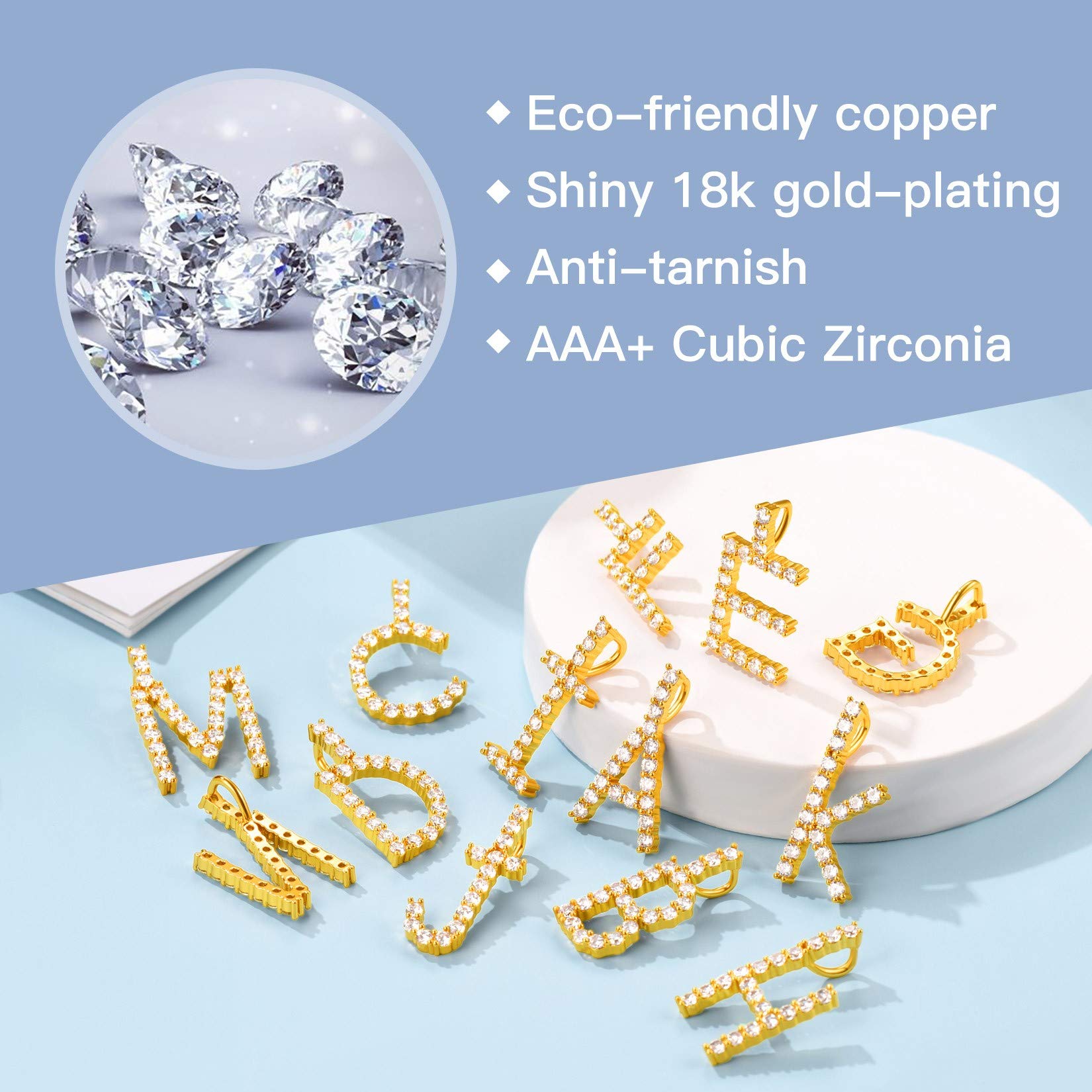 Suplight Tennis Chain Initial Necklace, Choker Chain with Pendant, Womens Bling Necklace, Cubic Zirconia CZ Micro Pave A-Z Alphabet Letter Necklaces for Women