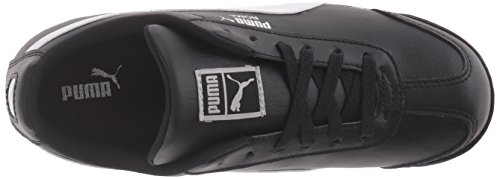 PUMA boys Roma Basic JR Sneaker, Black/White/Puma Silver, 4 M US Big Kid