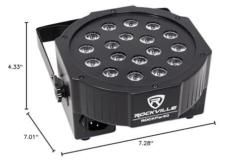 Rockville RockPAR50 LED RGB Compact Par Can DJ/Club DMX Wash Light+Dual Bracket, Black