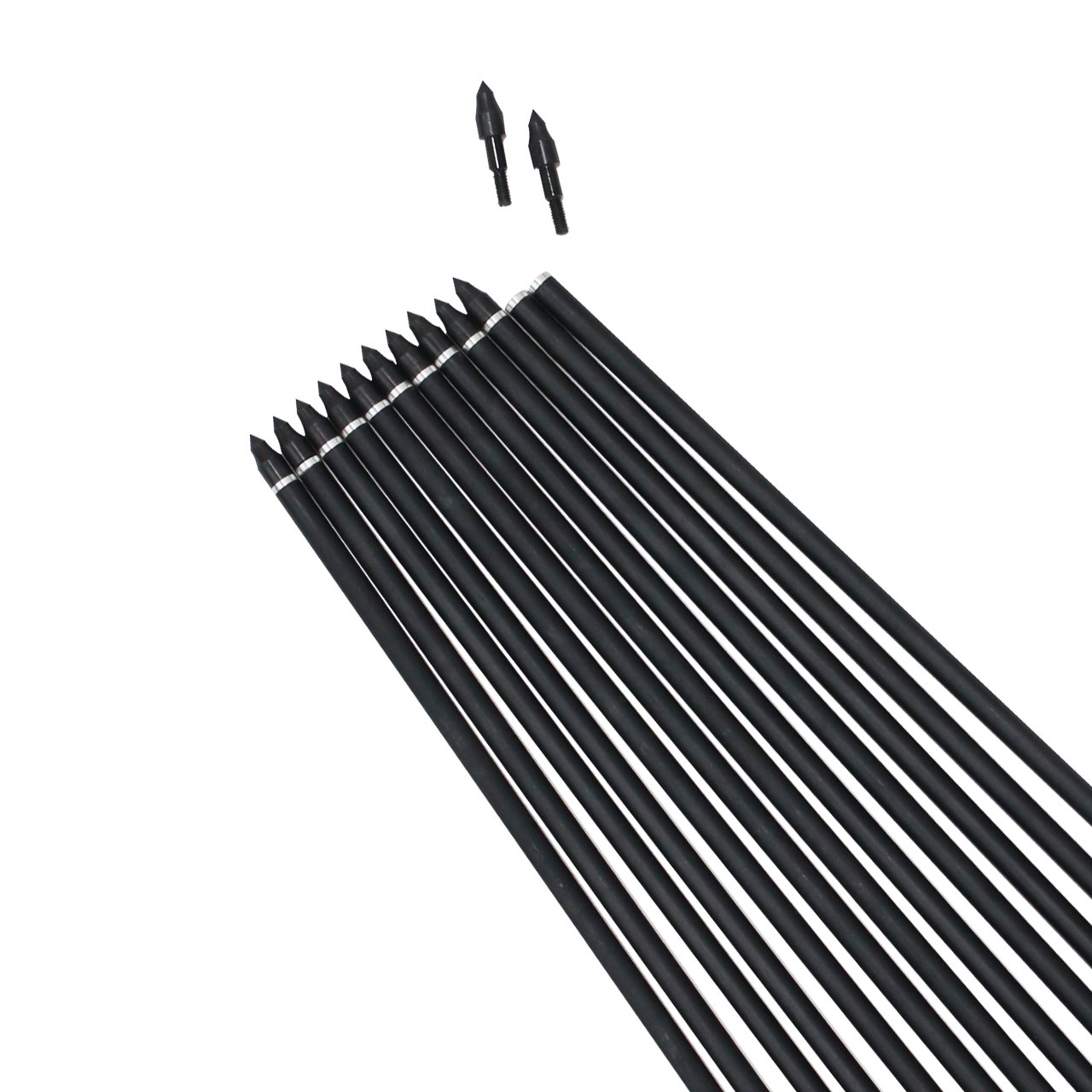 SinoArt 30-Inch Carbon Arrows 2" Blazer Vane 7.8mm Shaft Removable with Field Points Replaceable Tips for Recuve & Compound Bow (Pack of 12)