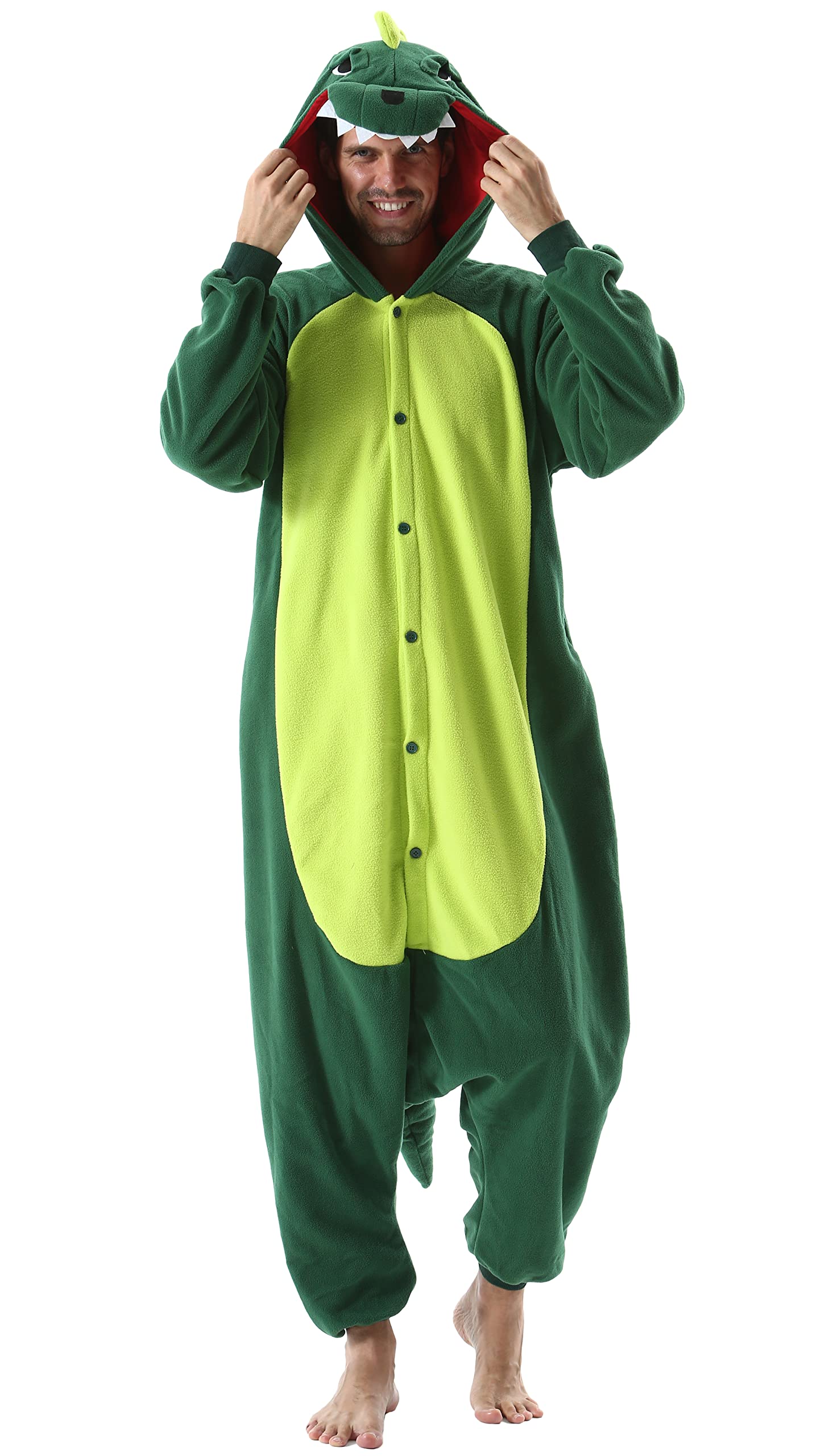 SAMGU Dinosaur Onesie Adult Halloween Christmas Animal Cosplay Costume One Piece Pajamas for Men Women Medium