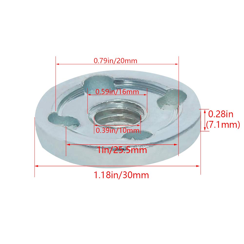 Yinpecly Inner Outer Flange Nut Angle Grinder Replacement Lock Nut Kit Fit 20mm Hole Dia for 6-10,9523,Universal Angle Grinder 10pcs