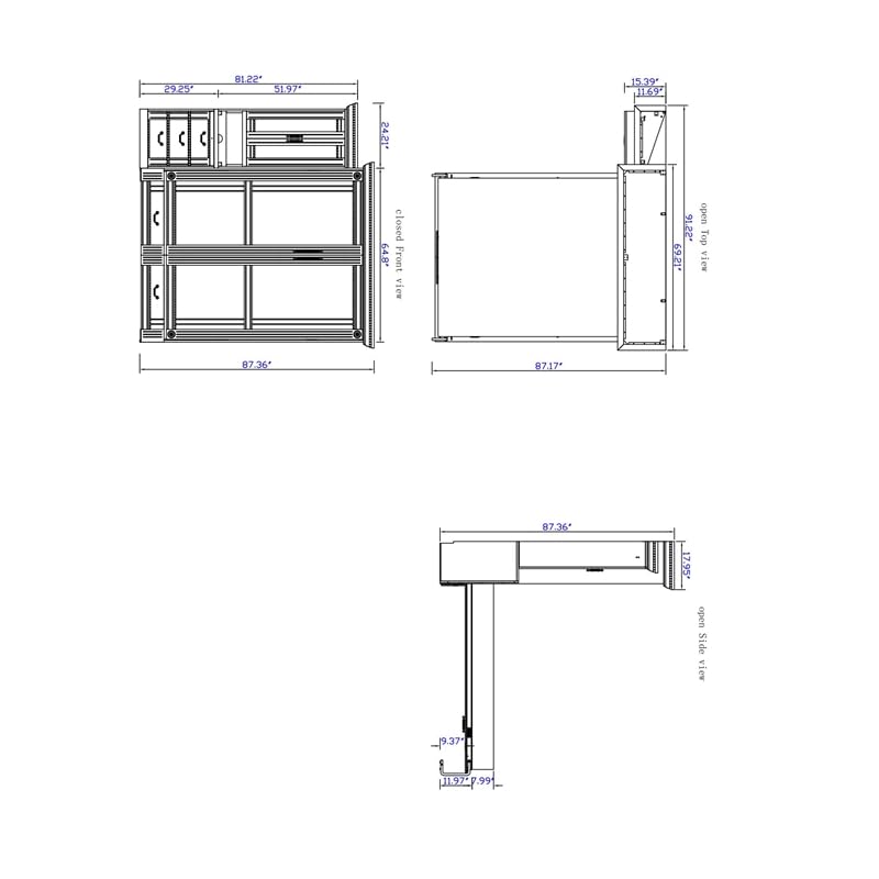 RoomAndLoft Imperial Queen Solid Wood Murphy Wall Bed and Shelf Storage with Drawers in White