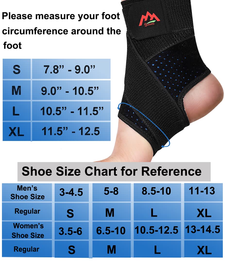 Sinvic Ankle Brace, 2PCS Ankle Braces for Men & Women, Adjustable Compression Ankle Wrap Support for Ankle Protection, Breathable & Comfortable, Ankle Support Brace for Sprains
