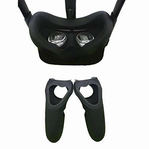 Silicone Face Mask Controller Protect Skin Set for Oculus Quest All in One VR (Black)