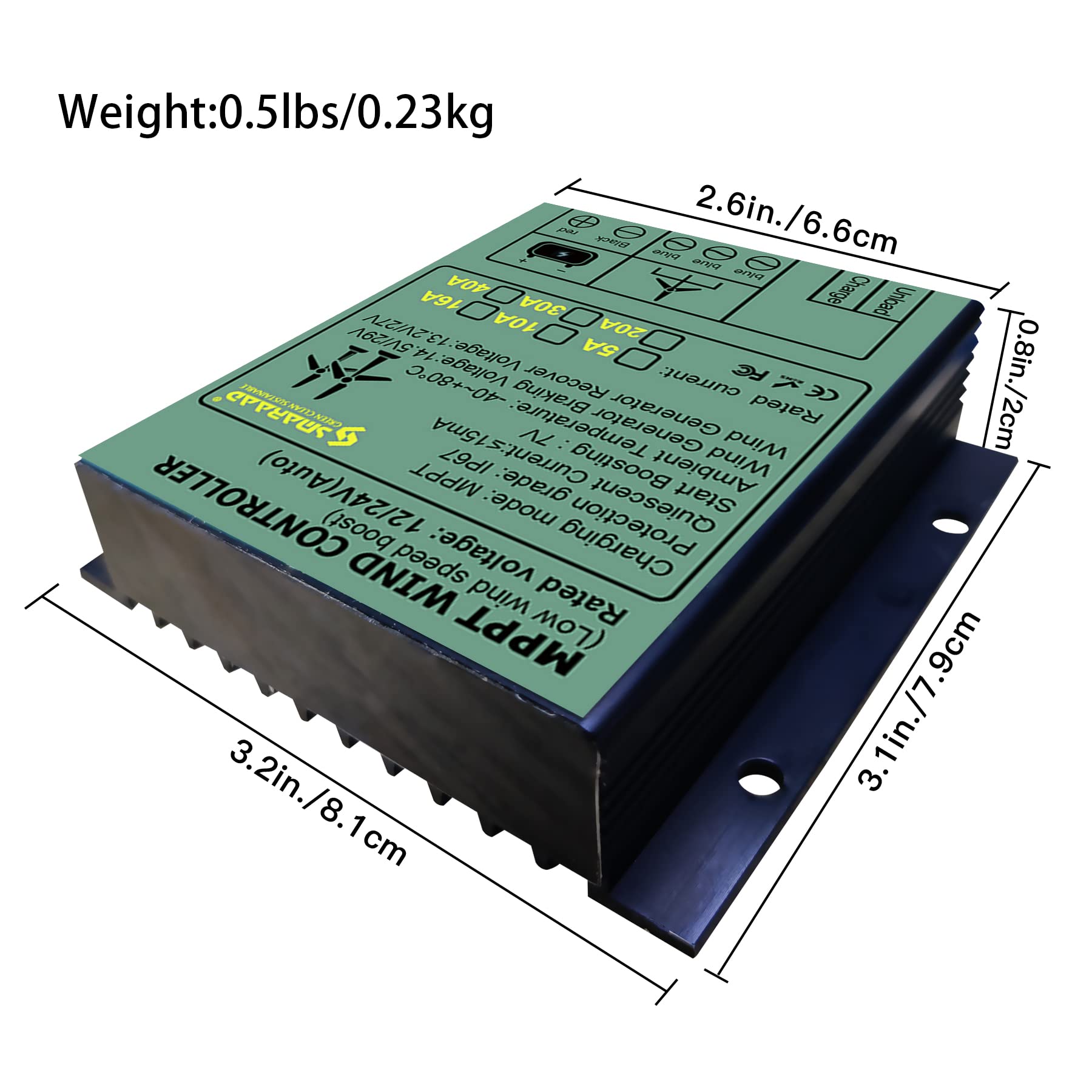 Smaraad MPPT Wind Turbine Charge Controller 12V/24V Auto Match, Mini Wind Generator Controller with IP67 Waterproof Suitable for 300W 400W 500W 600W Wind Turbine System, 3.1x3.2x2.6 Inches