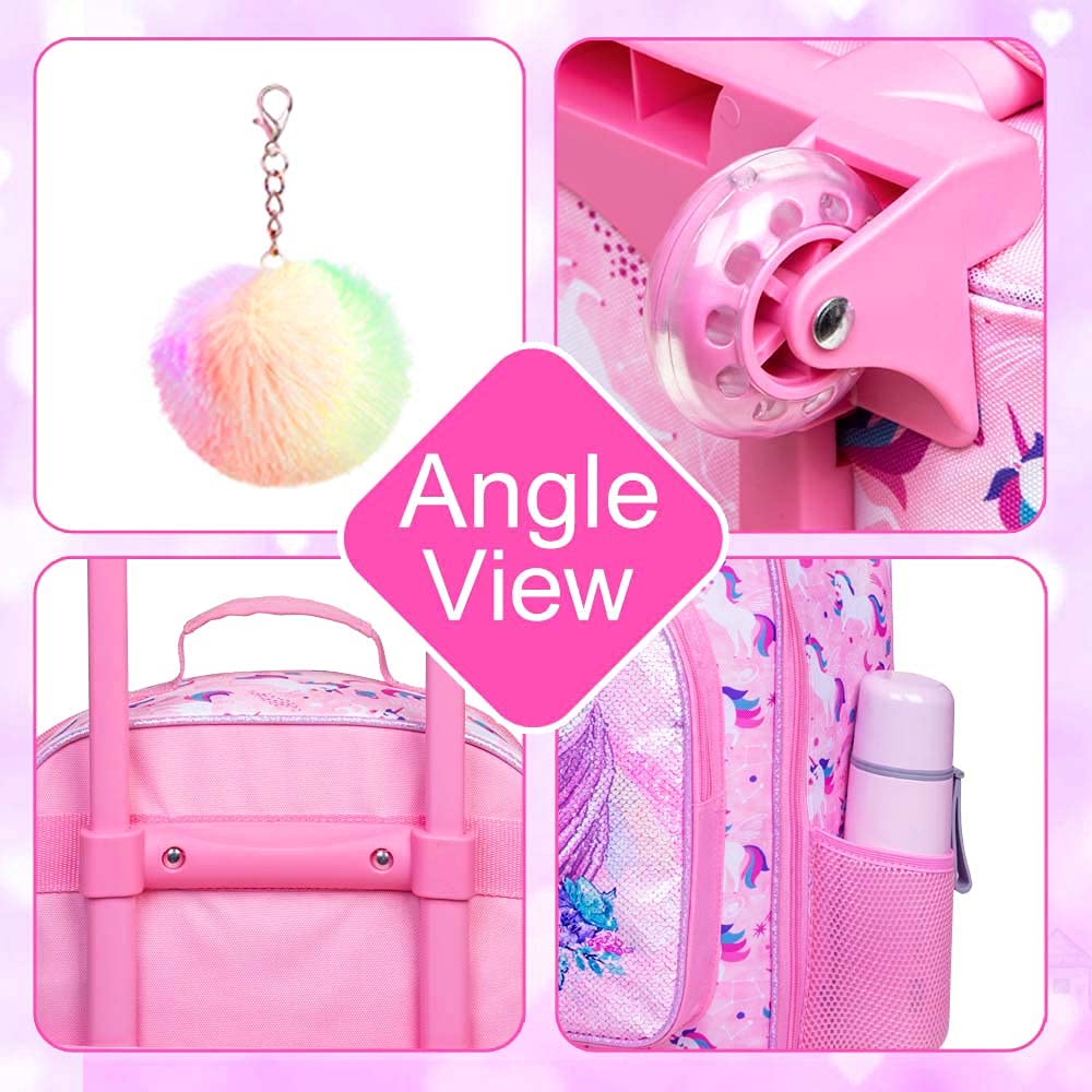 UFNDC Kids Luggage for Girls, Unicorn Suitcase Rolling with Wheels,Travel Carry on for Children Toddler elementary
