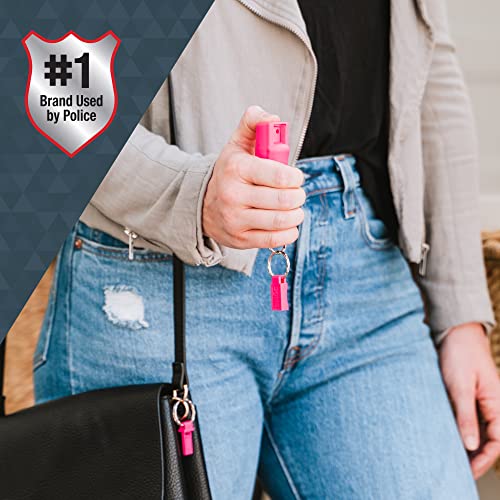 SABRE Defense Spray, 3-in-1 Formula Contains Max Strength Pepper Spray, CS Military Tear Gas & UV Marking Dye, Quick Release Key Ring for Easy Carry, Finger Grip for More Accurate Aim, 0.54 fl oz