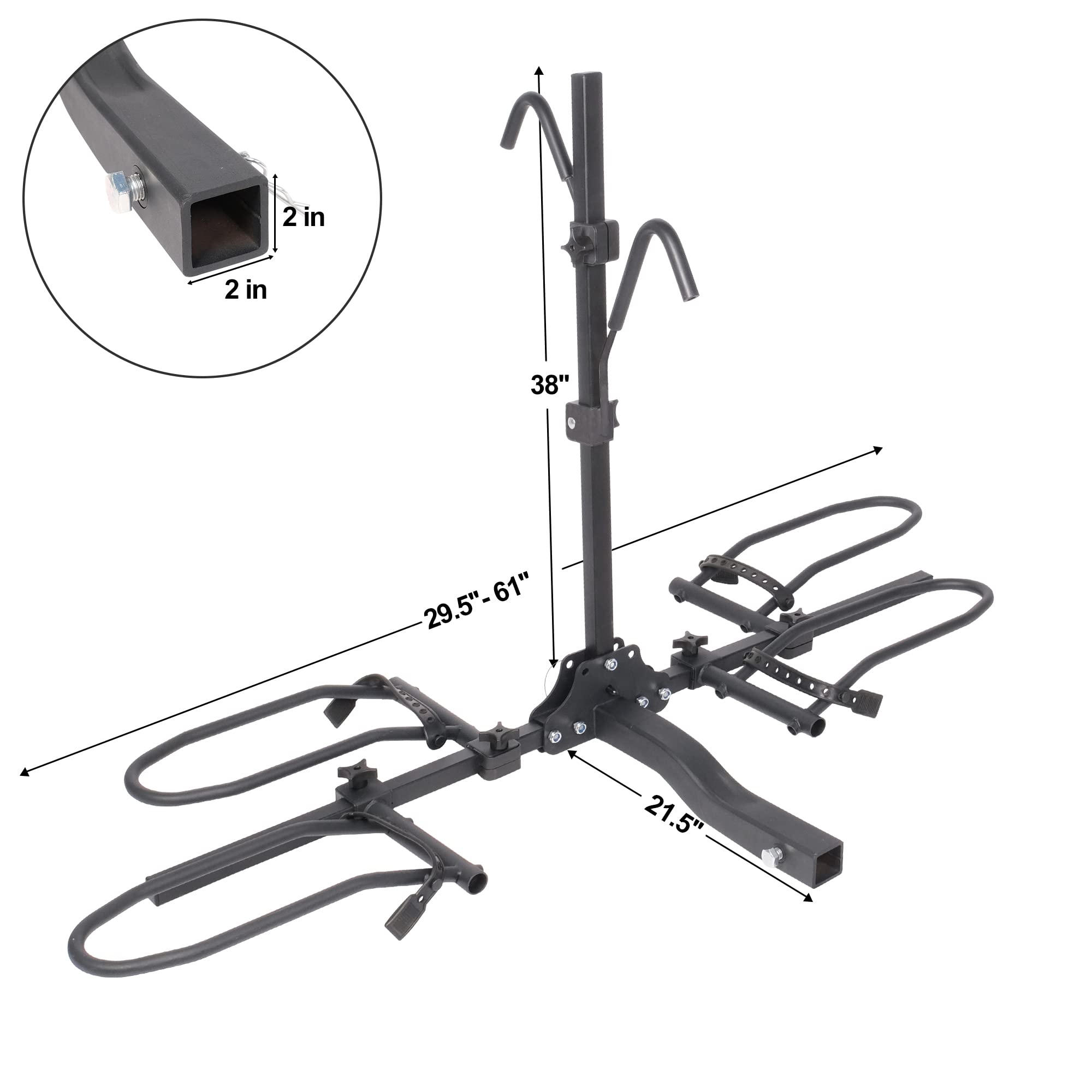 Zibomm Hitch Mount Bike Rack for 2 Bikes, Bicycle Platform Rack for Cars Trucks SUVs, ebike Rack 120 lbs Capacity with Up to 5" Fat Tire, Quick Tilt Release and Anti-Wobble with 2" Hitch Receiver