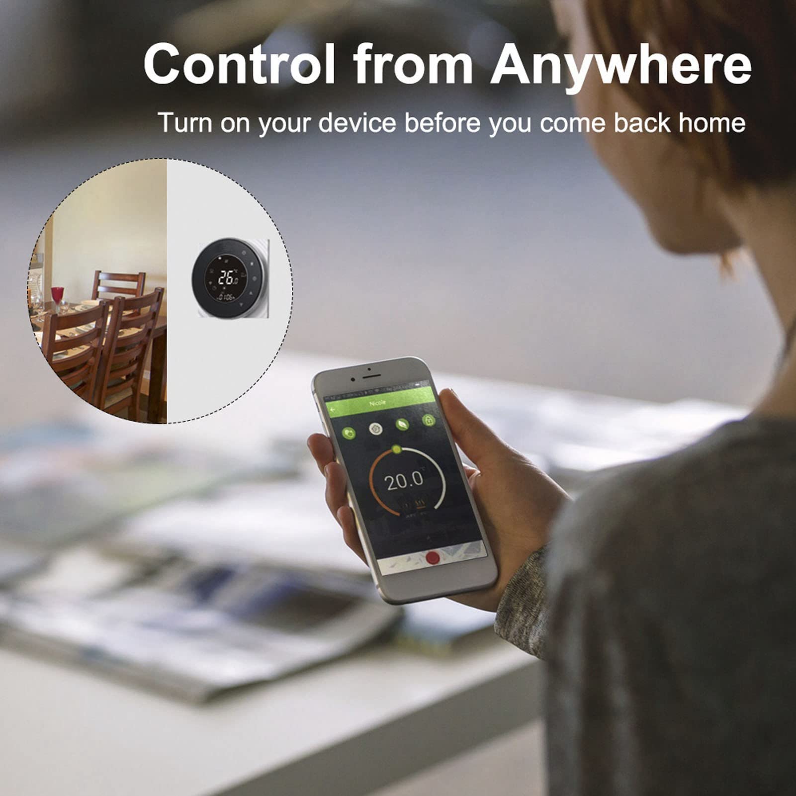 Smart Floor Heat Thermostat, WiFi Voice Phone Control LCD Touch Screen Thermostat for Electric Heating Systems 95β240VAC