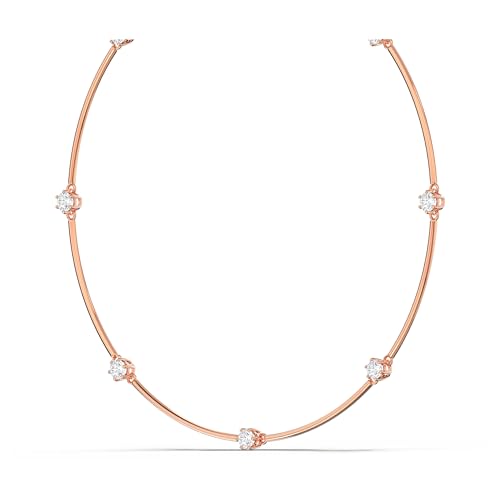 SWAROVSKI Constella All-Around Necklace, Clear Circle-Cut Crystal with a Rose-Gold Tone Finish Chain, part of the Swarovski Constella Collection