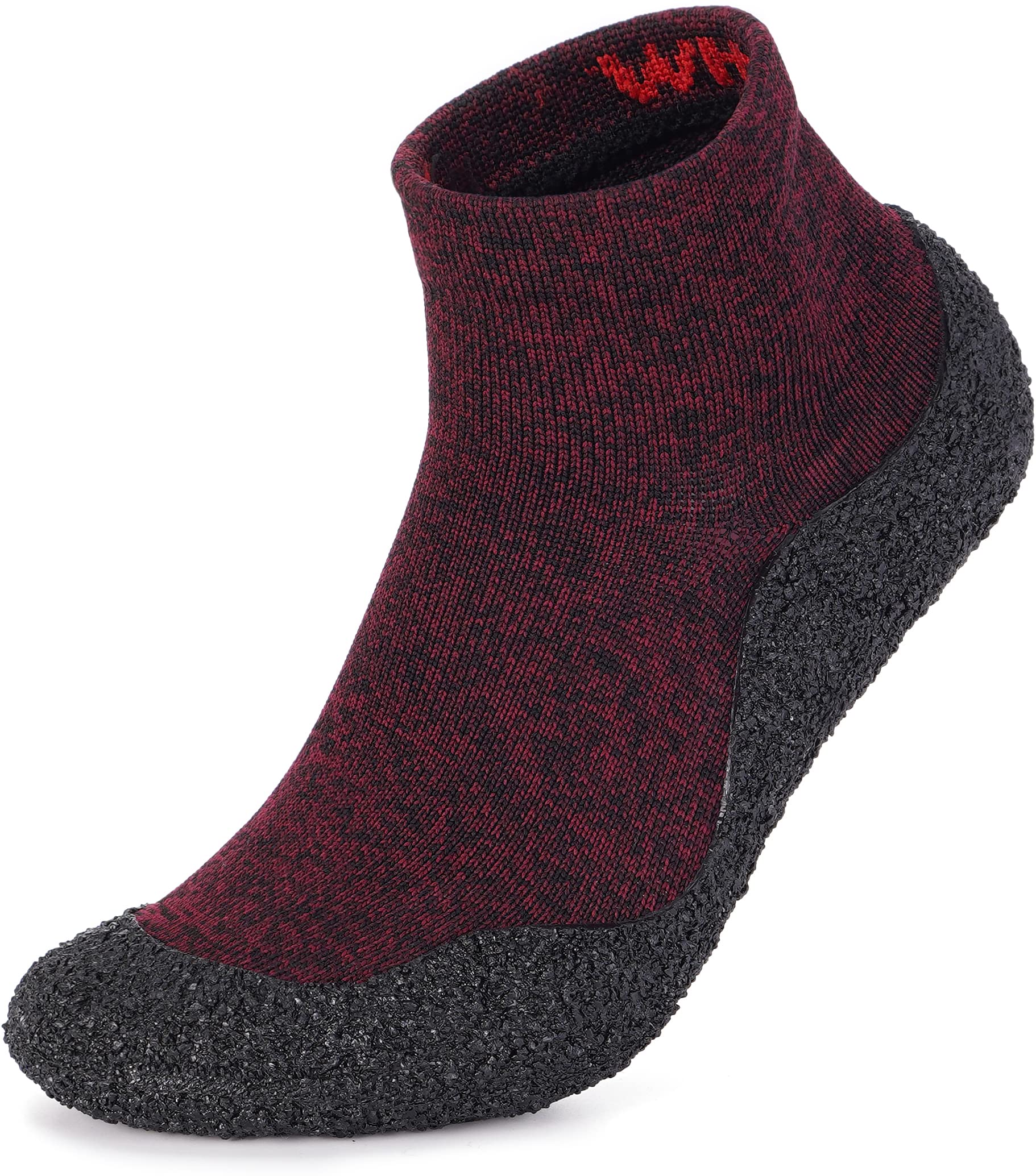 WHITIN Pilates Sock Shoes Women with Grip Toe Bare Mesh Lightweight Comfy Knit Driving Slippers Size 7 Sockshoes Barefoot Ballet Minimalist Zero Drop Red