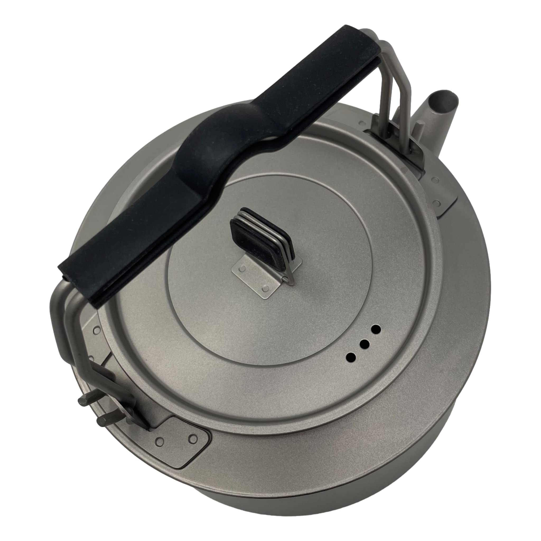 Valtcan 1000ml Titanium Kettle Pot Camping Water with Lid Handle Guards