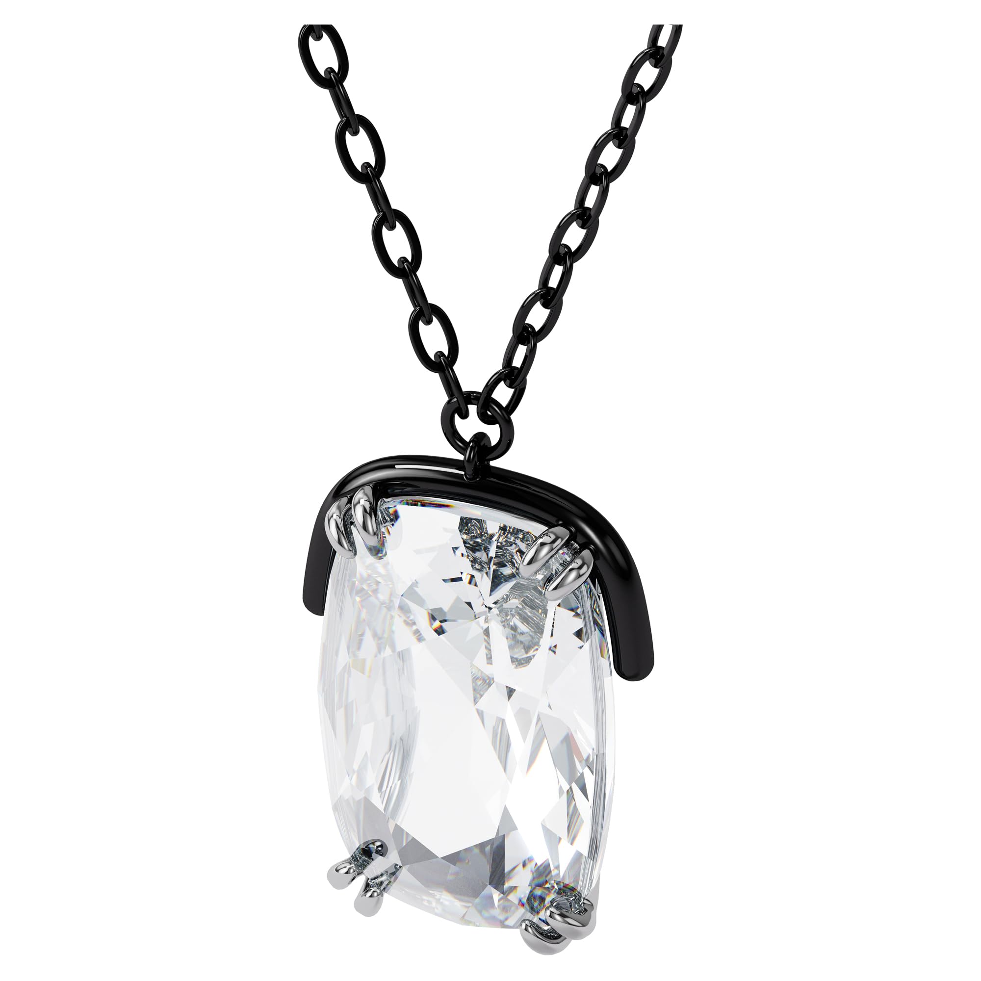 SWAROVSKI Harmonia Pendant Necklace, Large Clear Cushion-Cut Crystal with a Long Mixed Metal Chain, Part of The Harmonia Collection