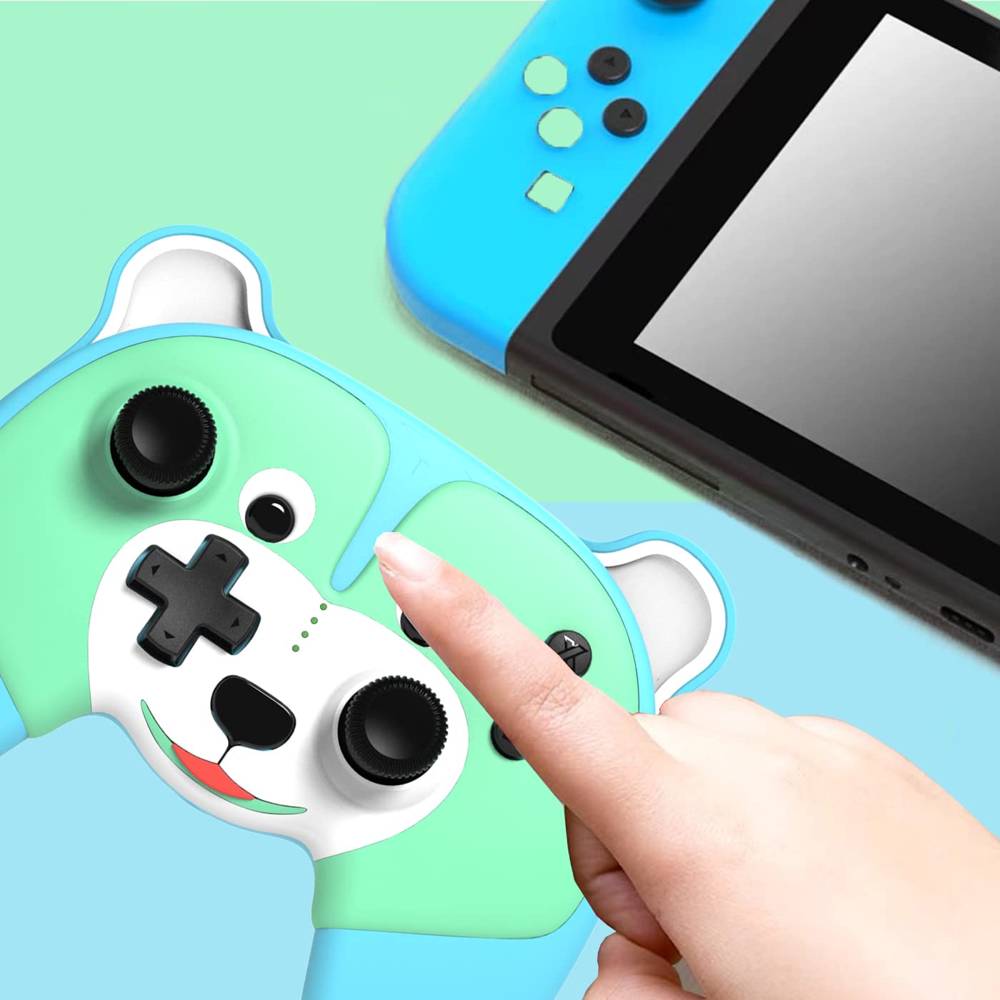 YB-OSANA Cute Switch Pro Controller for Kids Small Hands Compatible with Nintendo Switch/Switch OLED/Lite Wireless Switch Controller with Turbo Wake-Up Motion LED Light