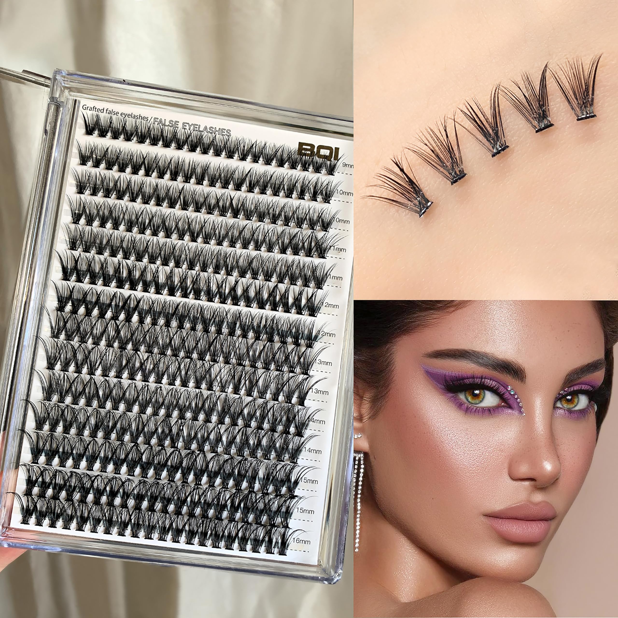 Self-Adhesive Eyelashes Eyelash Clusters 280 Pieces 30C DIY Eyelash Extension Clusters C Curl Length Individual Eyelashes Blending Tray Faux BASF Eyelash Cluster Shape Black (30C 9-16mm)