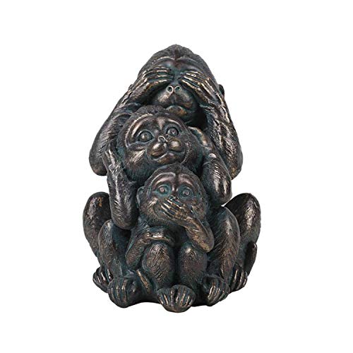 SUMMIT COLLECTION Stacked See No Evil Hear No Evil Speak No Evil Monkeys Totem Pole Figurine Home and Garden Decorative Accent Antique Bronze Finish 5 Inches Tall