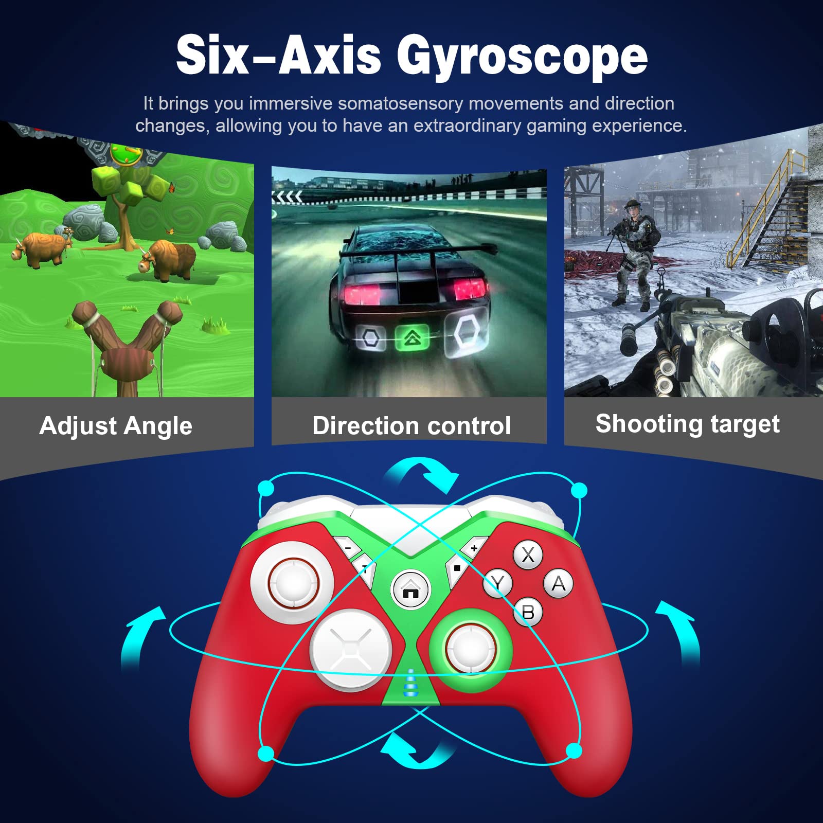 Wireless Controller Switch Pro Controller for Nintendo Switch/PC Games/IOS & Android phone with Macro, Precision Shooting, Turbo, Vibration, Motion Control, One-Key Wake up, 2 Gear Trigger Adjustable