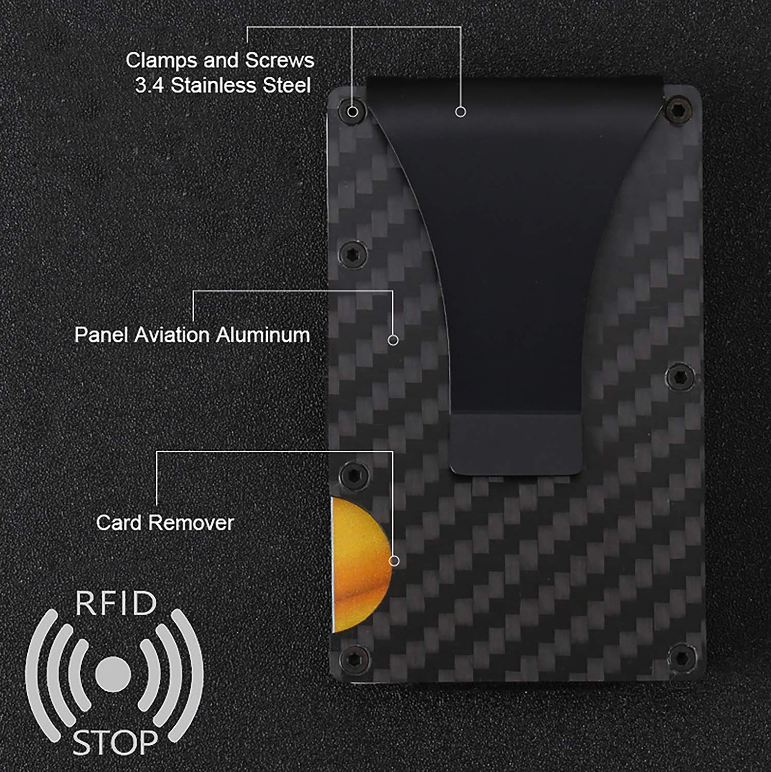 YHF RFID Blocking Money Clip Wallets for Men & Women - Minimalist Wallet Credit Card Holder/Organizer - Carbon Fiber Wallets Slim Ideal Gift For Mens Women(Silver)