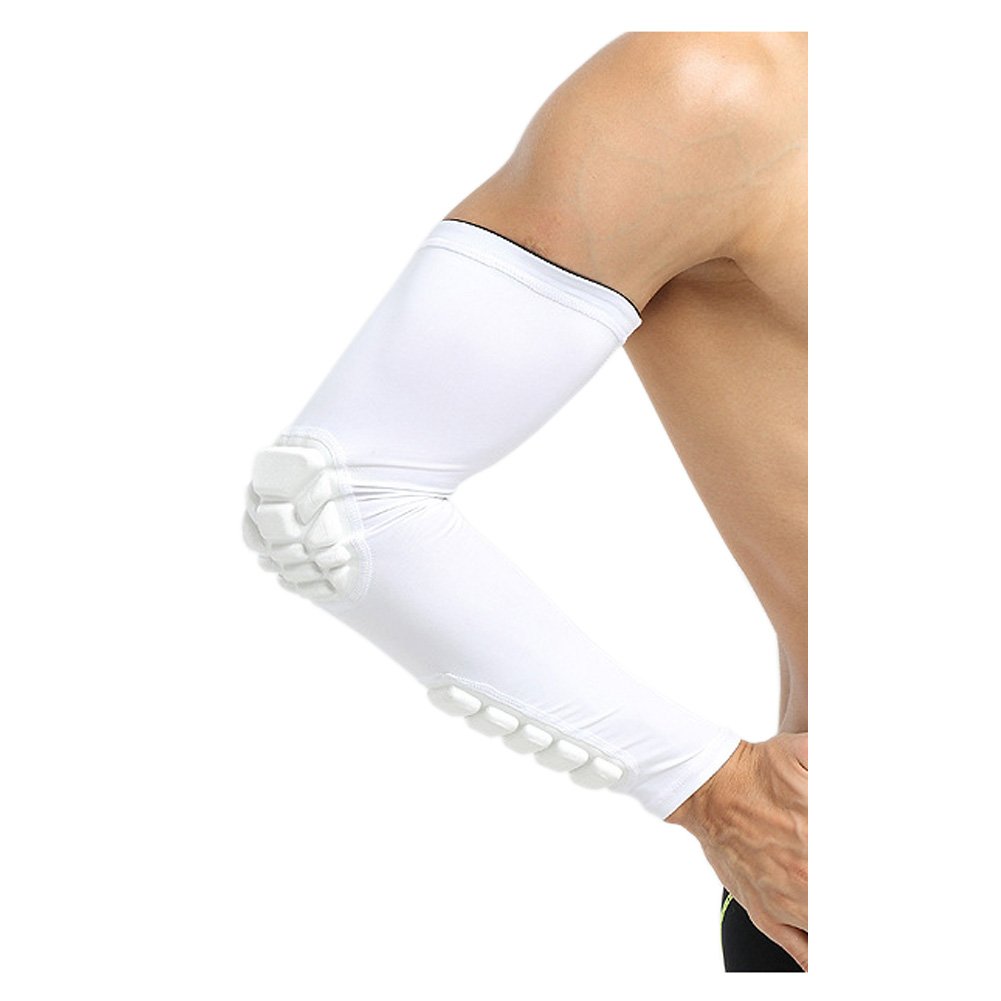 RGA 2PC Padded Arm Sleeve Compression Basketball Arm Sleeve Elbow Pad Sold (Blue [2 Pack], XL)