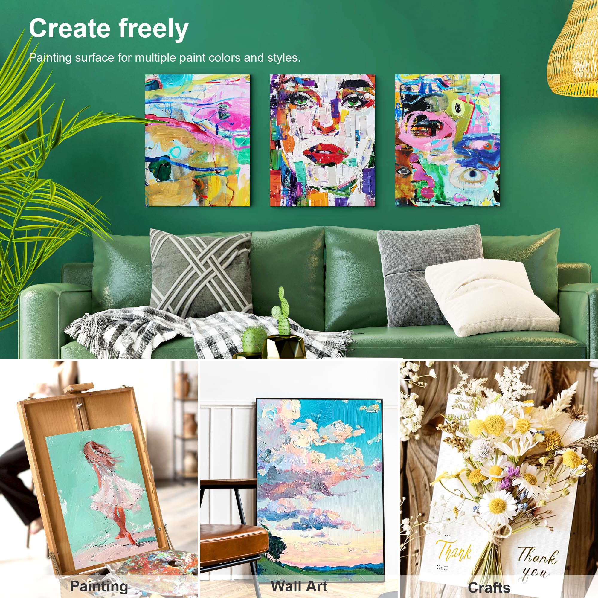 PHOENIX Painting Canvas Panels 8x10 Inch, 12 Value Pack - 8 Oz Triple Primed 100% Cotton Acid Free Canvas Boards for Painting, White Blank Flat Canvas Boards for Acrylic, Oil Paints