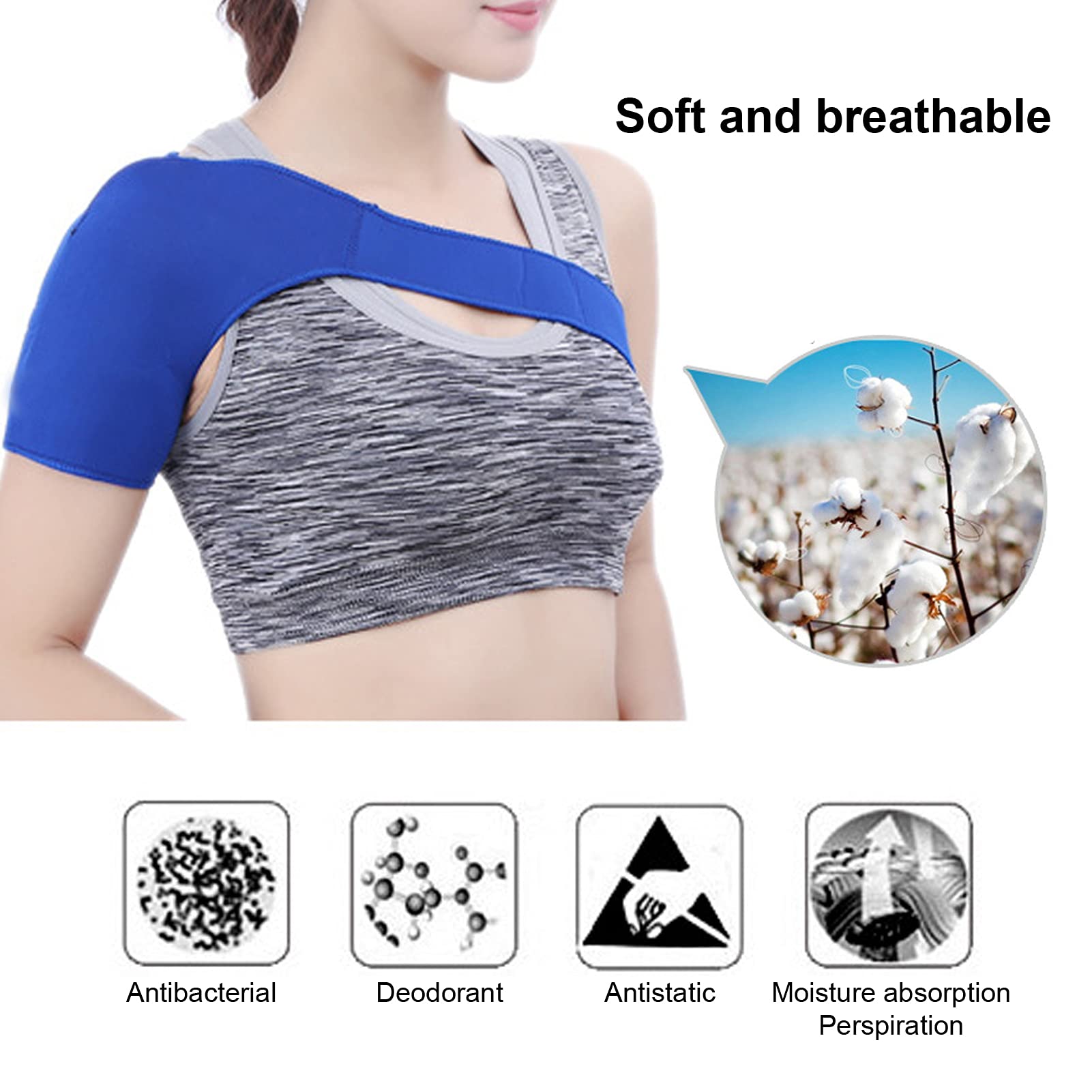 Shoulder Brace for Men and Women, Rubber Sponge Orthopedic Care Compression Sleeve for Torn Rotator Cuff, Dislocated AC Joint, and Other Injuries(Blue)