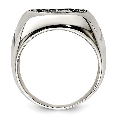 Sterling Silver Polished with Antiqued Replica 50 Lire Italian Coin Ring style QR6832-10