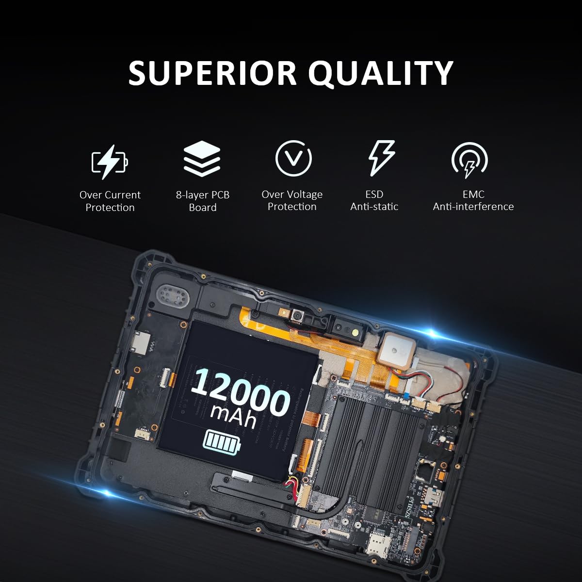 SunKol 10.1" IP67 Rugged Tablet (N5100 8GB+256GB) Windows 11 Pro Waterproof Industrial Tablet PC, Fingerprint, 12000mAh Battery, 500nit, GPS, WiFi, 4G, BT4.2, for Outdoor Field Work