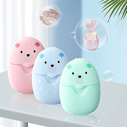 TAMSOI Soap Dishes, 50PCS Disposable Mini Travel Soap Paper Washing Hand Bath Cleaning Portable Boxed Foaming Scented Sheets 3 Colors (Color : Green)