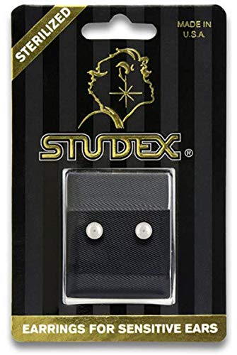 STUDEX Sensitive White Pearl Stud Earrings 4mm | Hypoallergenic and Nickel Safe for Sensitive Ears | Gold Plated Posts | High Fashion Earrings for Women and Men-PR-674-S
