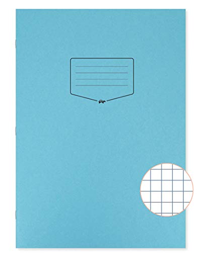 Silvine Tough Shell A4+ Exercise Book, 80 Pages 7mm Squares, Blue Laminated Cover [Pack of 50]
