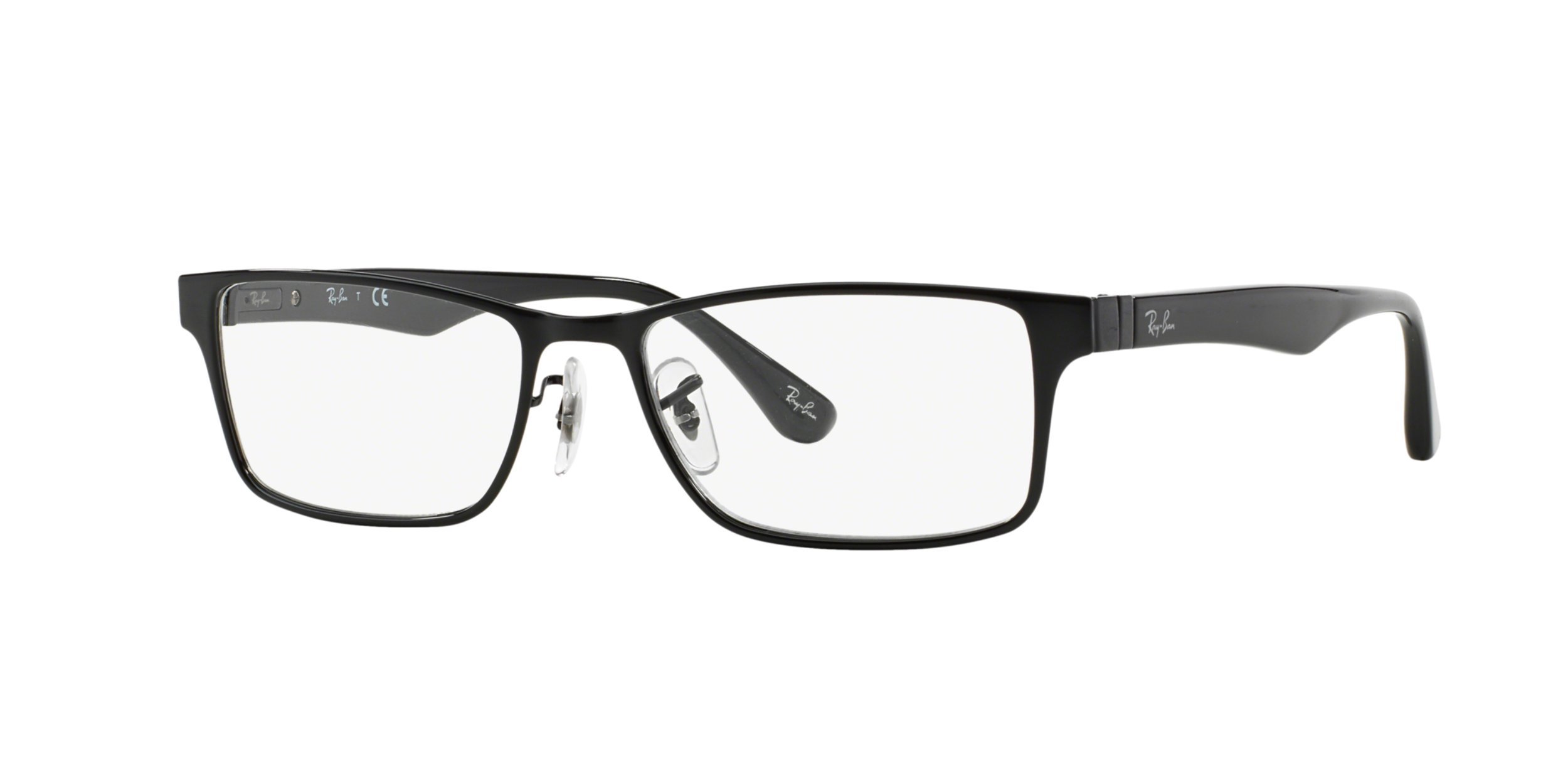Ray-Ban RX6238 Square Prescription Eyeglass Frames, Black/Demo Lens, 55 mm