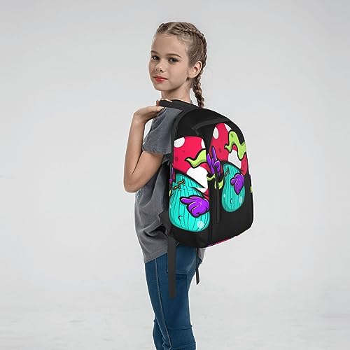 Supdreamc Men Women Durable Polyester Trippy Mushroom Psychedelic Trip Art Daypack Big Capacity Shoulder Bag With Smooth Zippers for Hiking Work Walking Cycling