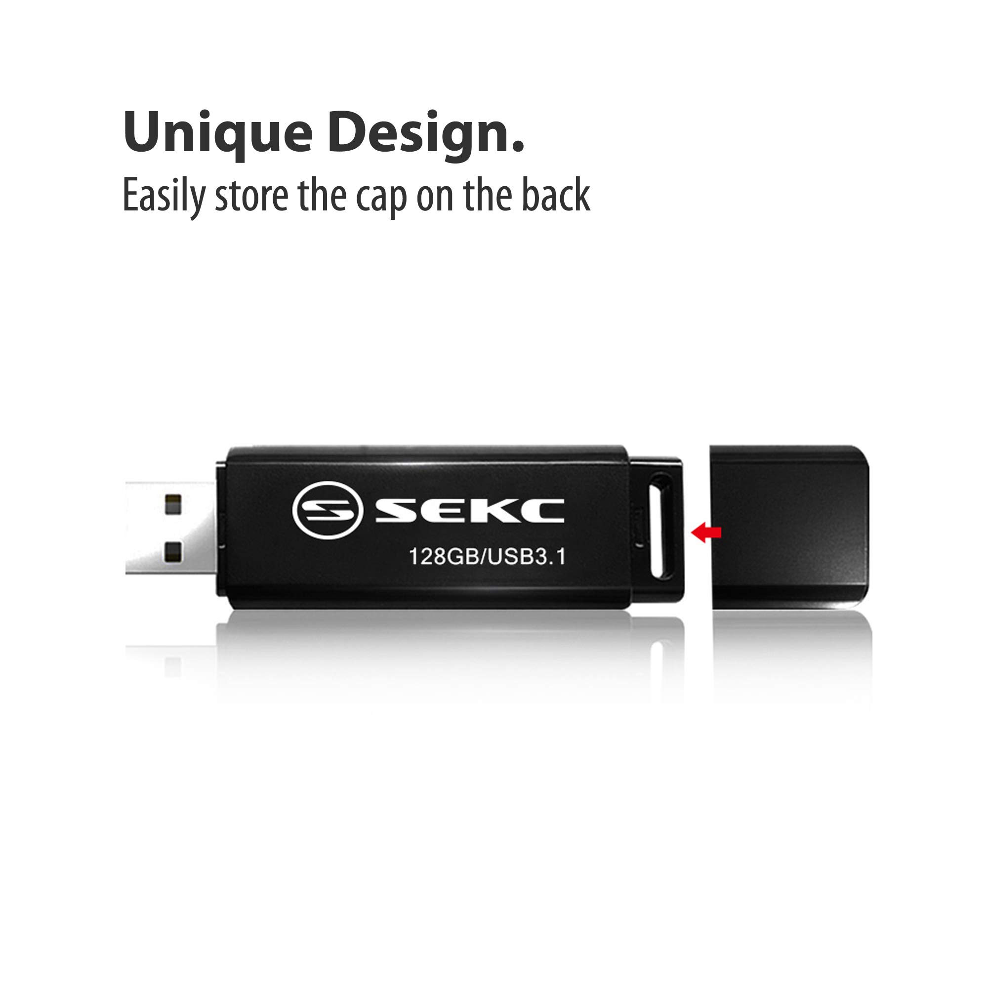 SEKC 128GB USB3.1 Flash Drive, Read Speed up to 130MB/s, Black - SDA20128G