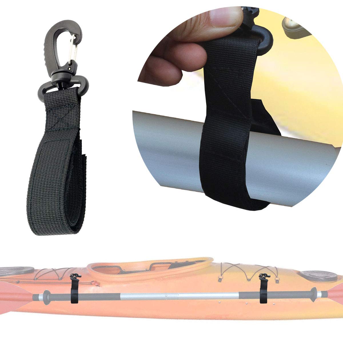 ZRM&E 4pcs Outdoor Eagle Beak Webbing Buckle Inflatable Boat Paddle Keeper Paddle Holder Paddle Clip Stainless Steel Hook Nylon Ribbon Canoe Oar Hook